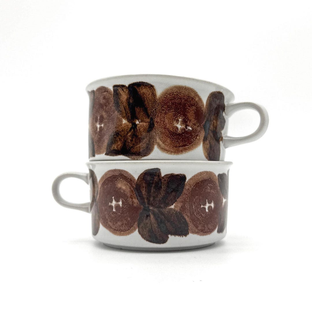 Vintage Arabia Finland Floral Stoneware Mugs, Rosmarin: Vintage ...