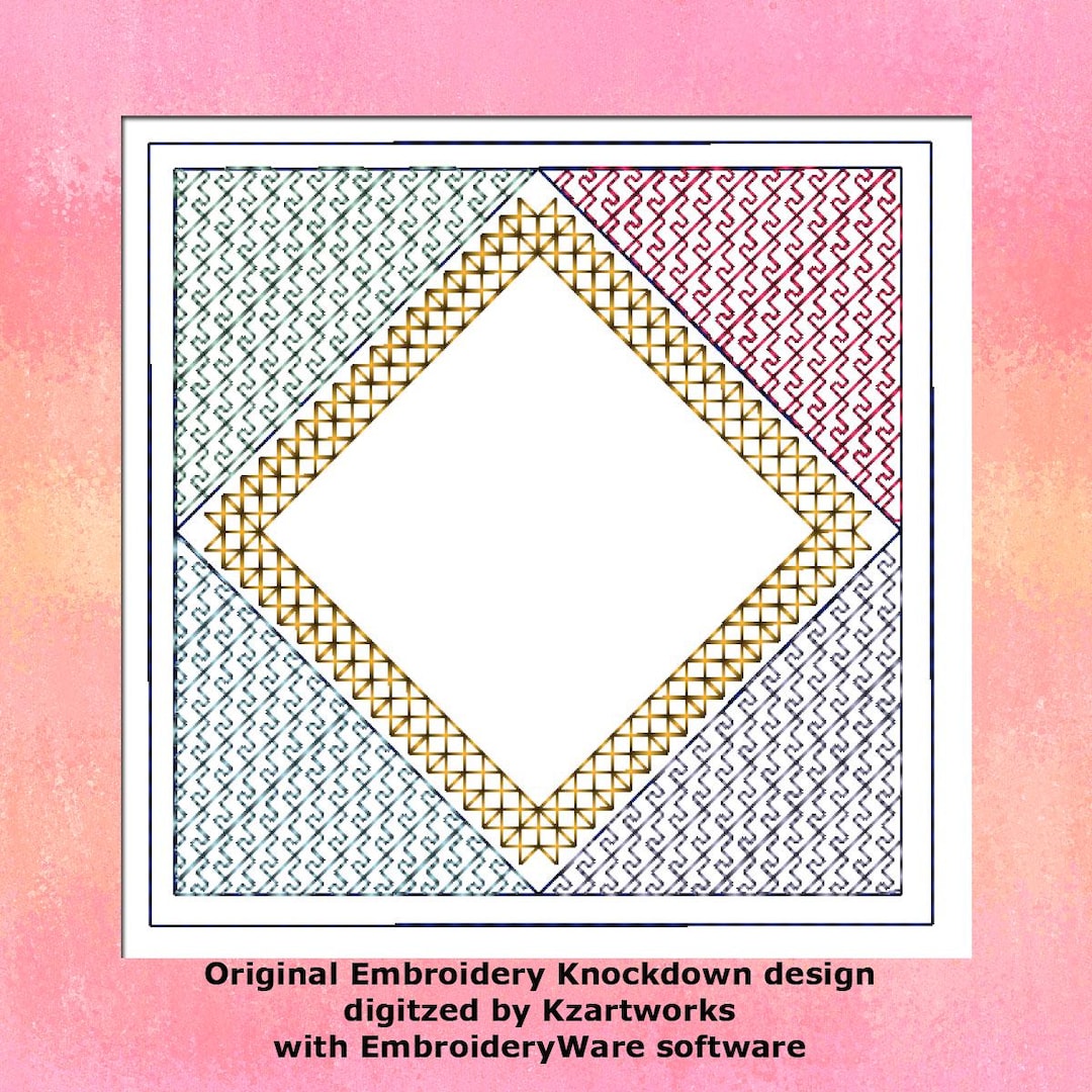 Knockdown Embroidery Design 4x4 Hoop Blank Square (digital Instant ...