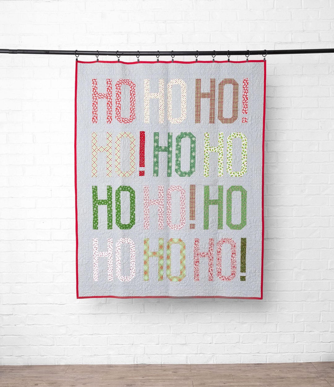 Handmade Christmas Quilt, Light Grey - Ho Ho Ho! - Etsy