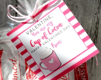 Hot Chocolate Valentine Valentine Tags Warm my Heart | Etsy