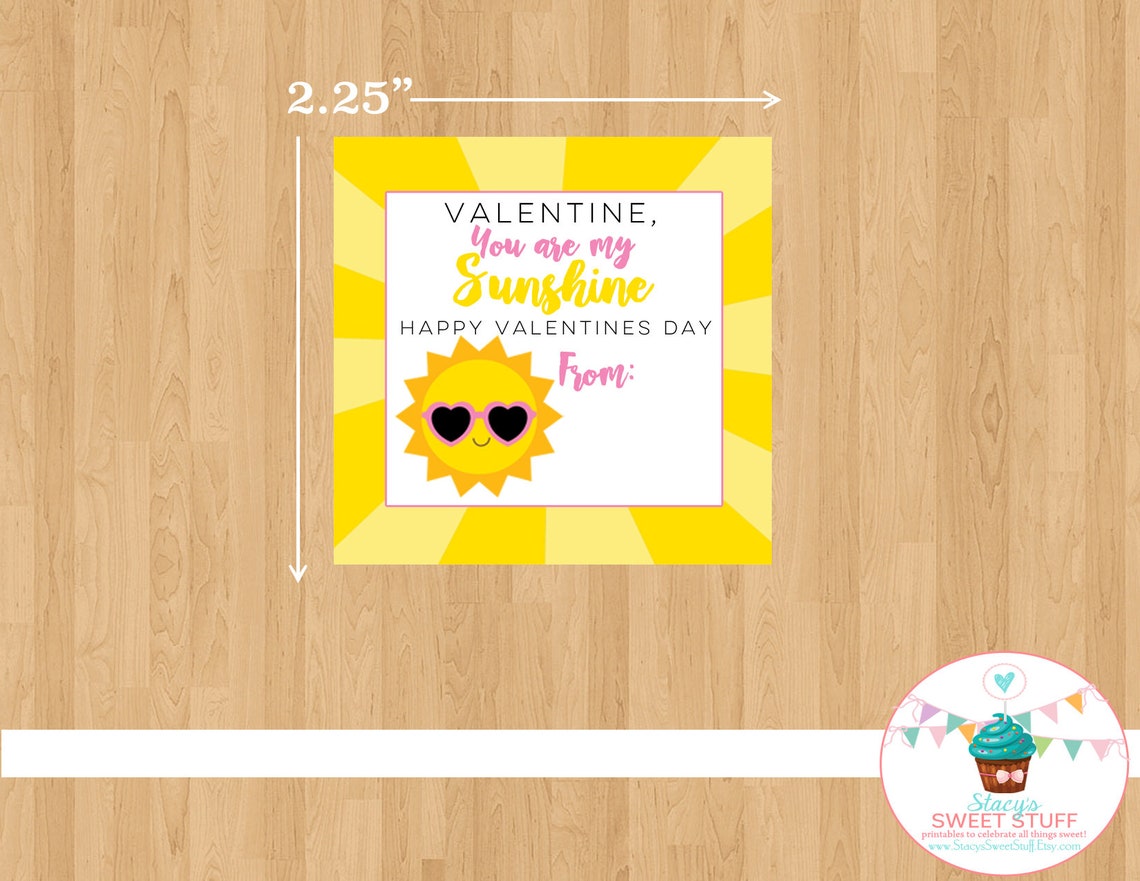 Sun Valentine Sunglasses Valentine Sun Tag Printable - Etsy