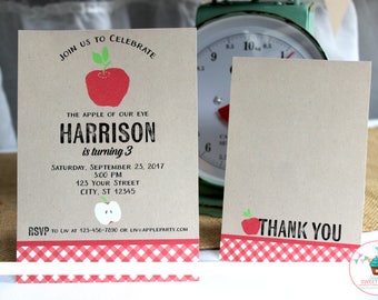 Apple Birthday Invitation With Photo Apple of My Eye - Etsy