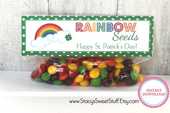 St. Patrick's Day Printable Treat Bag Topper, Rainbow Seeds by Stacys ...