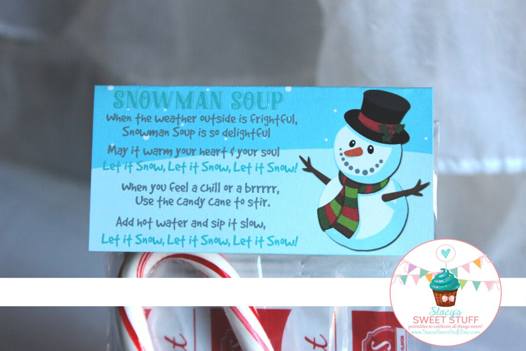 Snowman Soup Bag Topper, Holiday Bag Topper, Hot Chocolate Bag Topper ...