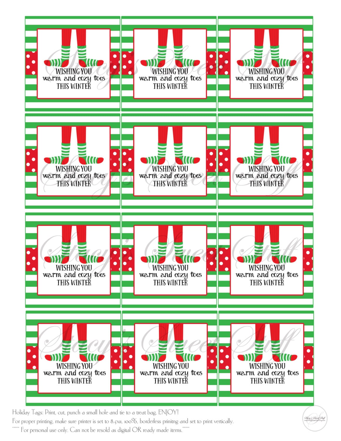 Christmas Sock Gift Tag, Christmas Socks Tag, Socks Tag, Christmas Tag ...