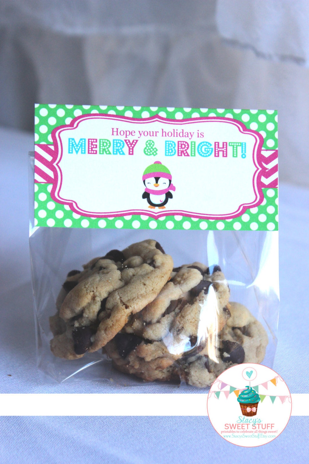 Holiday Bag Topper, Penguin Bag Topper, Penguin Christmas Bag Topper ...