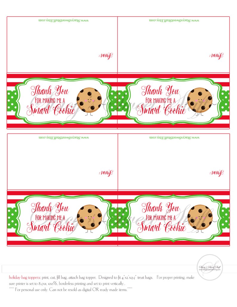 Smart Cookie Bag Topper Christmas Bag Topper Holiday Bag - Etsy