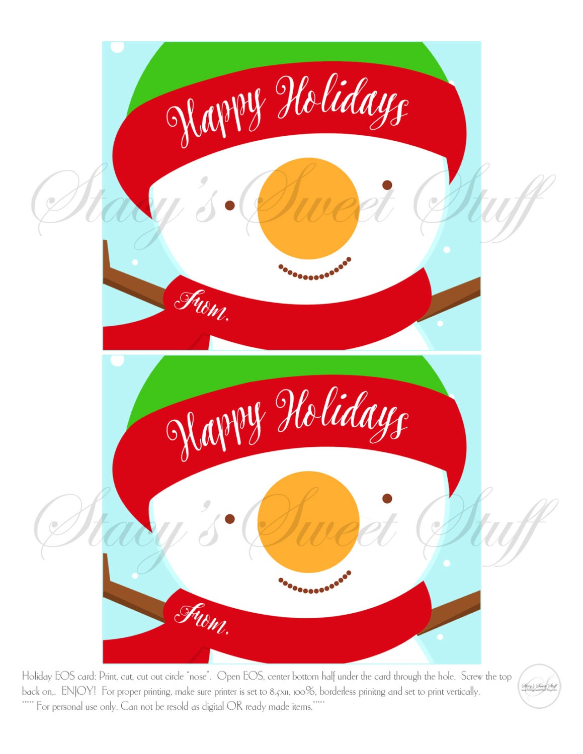 Snowman Lip Balm Holder Printable Christmas Card Printable | Etsy