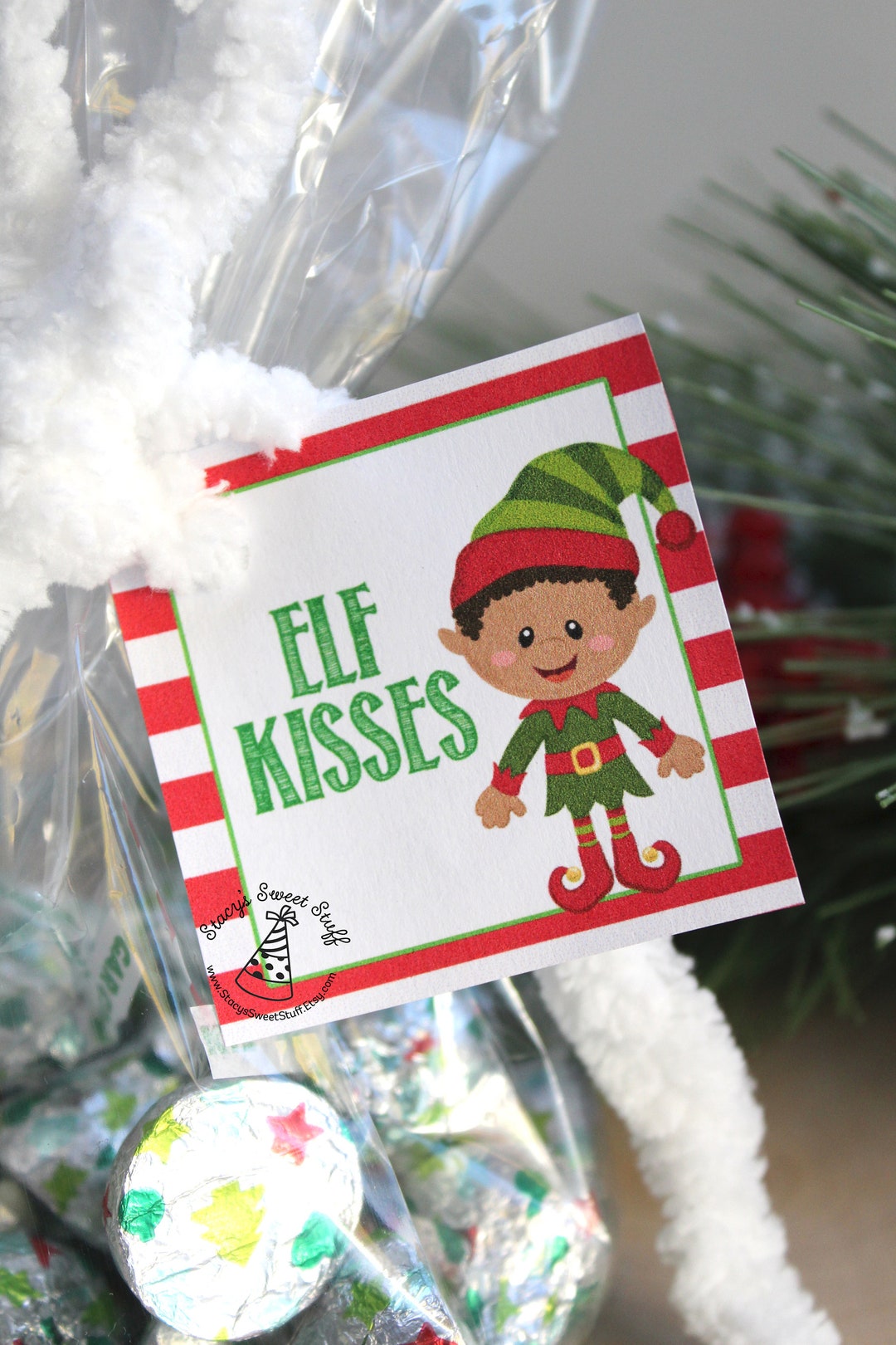 Elf Kisses Christmas Tag Dark Skin, Christmas Tag, Printabletag ...