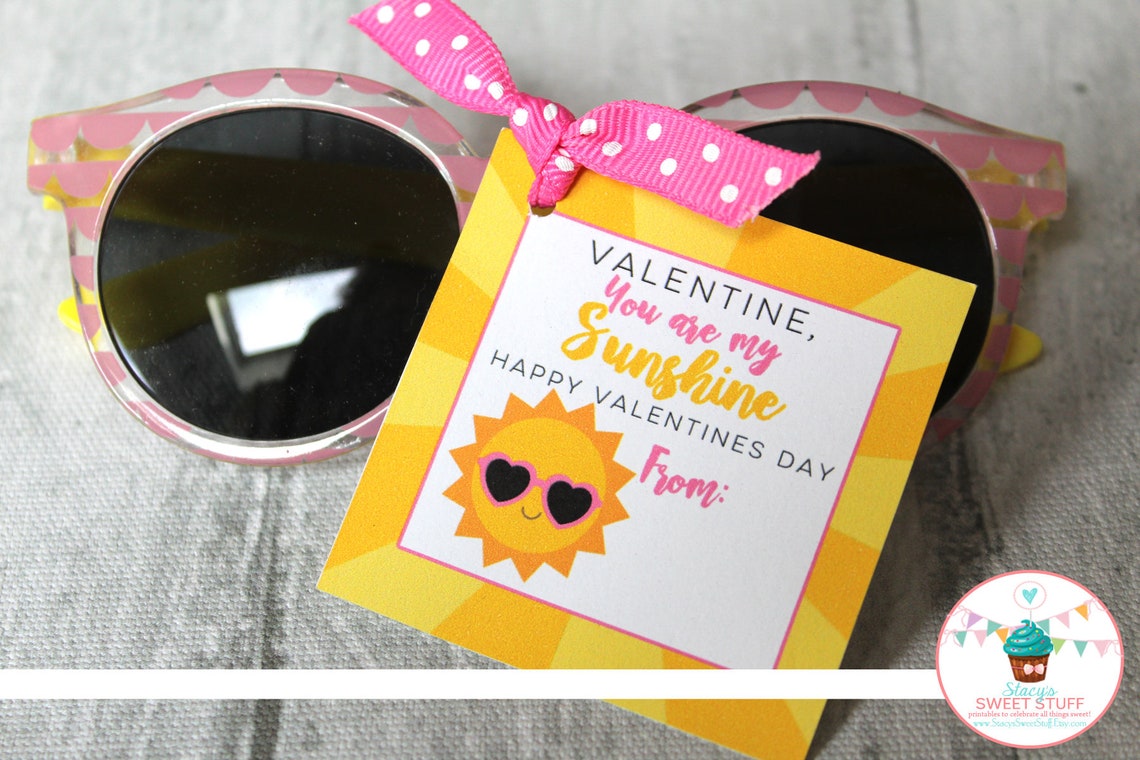 Sun Valentine Sunglasses Valentine Sun Tag Printable - Etsy