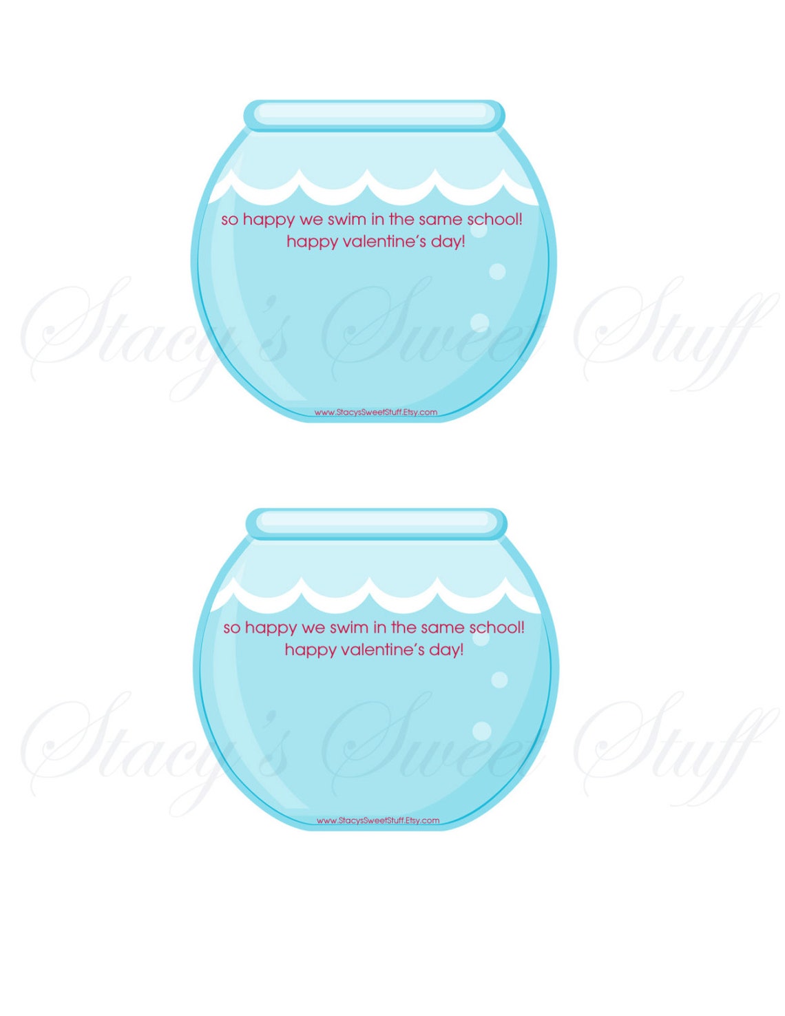 Fishbowl Valentine, Printable Fish Bowl Valentine, so Glad We Swim in ...