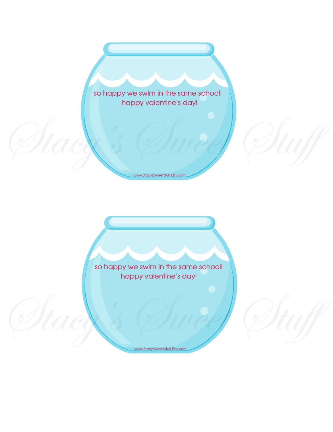 Fishbowl Valentine Printable Fish Bowl Valentine so Glad We | Etsy