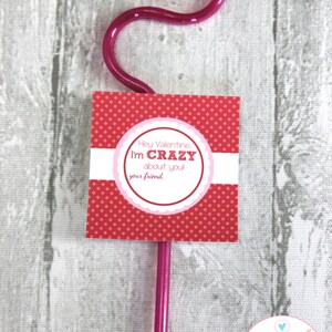 Straw Valentine, Crazy Straw Valentine Tag, DIY, Printable, Valentine's ...