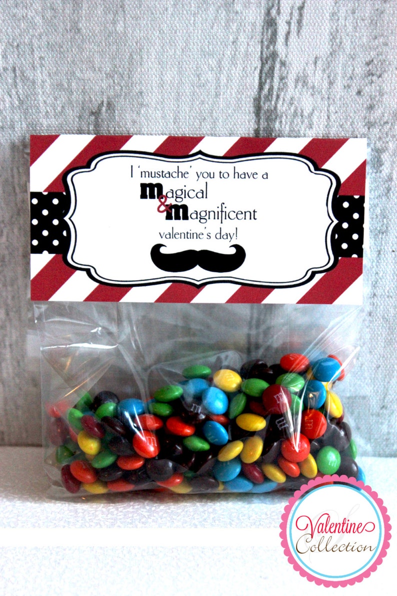 Mustache Valentine Bag Topper, Printable Valentine, Valentine's Day ...