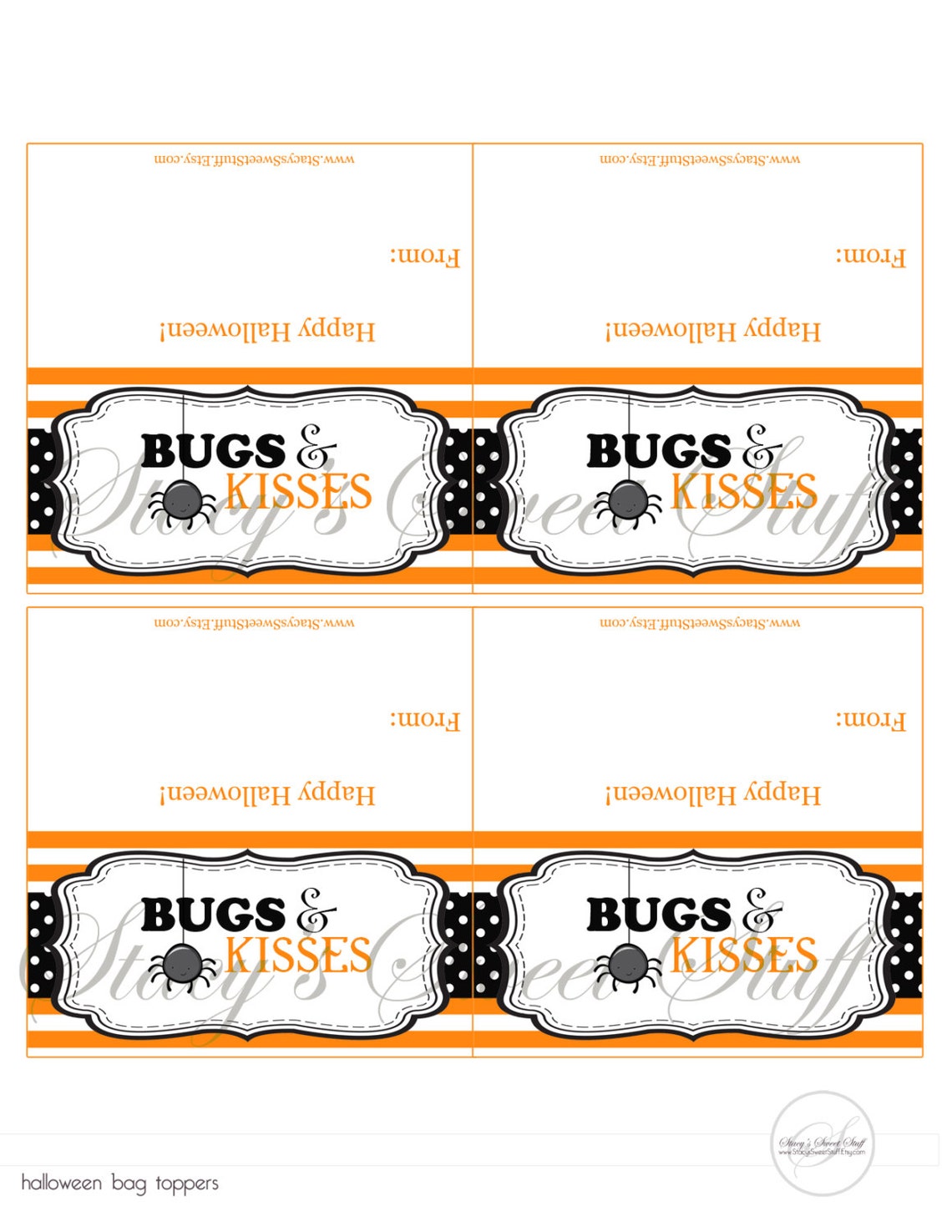 Halloween Bag Topper Bugs and Kisses Printable Bag Topper - Etsy