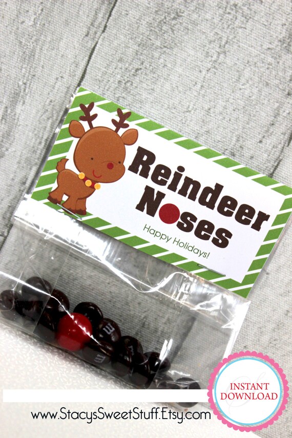 Reindeer Noses Bag Topper, Christmas Bag Topper, Christmas Printable ...