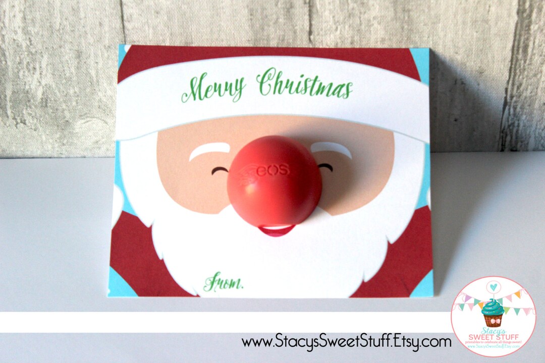 Santa Lip Balm Holder, Printable Christmas Card, Printable Lip Balm ...