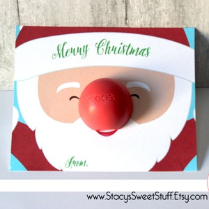Santa Lip Balm Holder, Printable Christmas Card, Printable Lip Balm ...