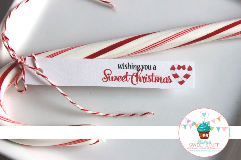 Christmas Candy Cane Tag Printable Christmas Tag Candy Cane | Etsy