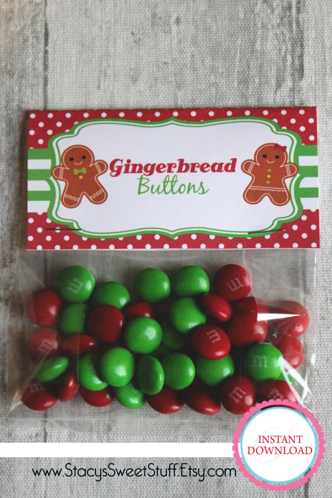 Gingerbread Buttons Christmas Bag Topper, Christmas Bag Topper ...