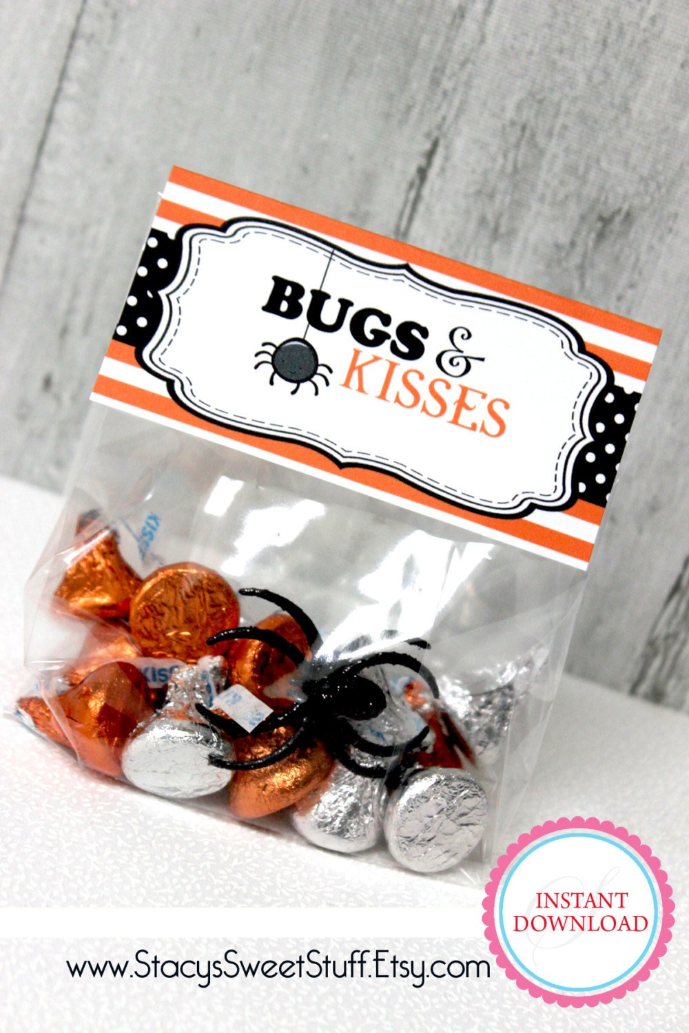 Halloween Bag Topper, Bugs and Kisses Printable Bag Topper, School ...