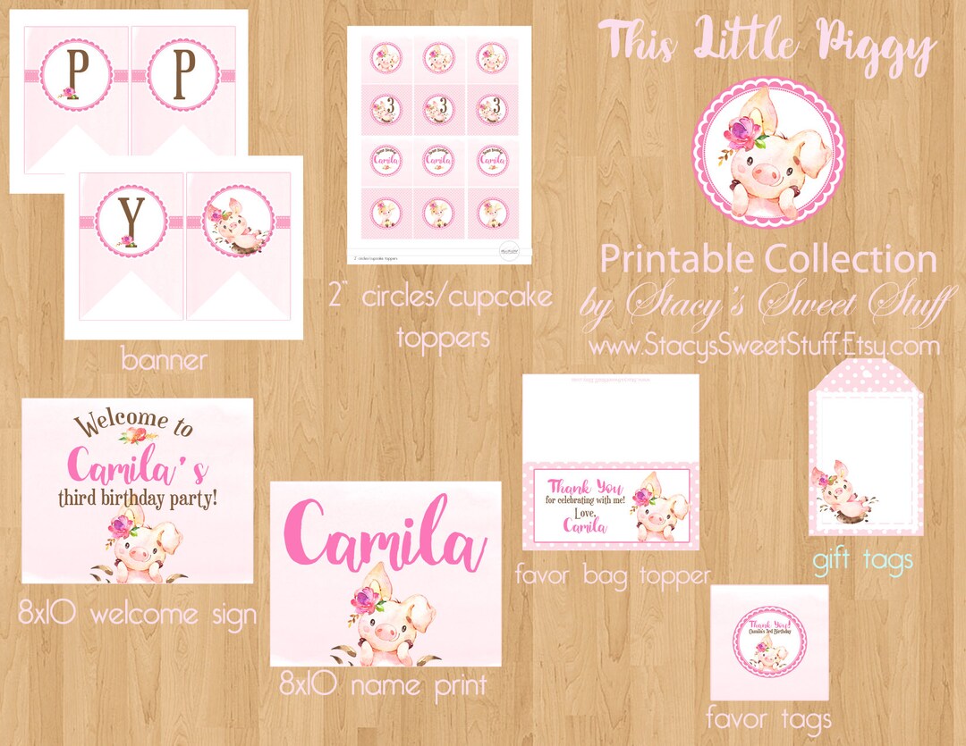 Pig Birthday Printable Party Package, PIG1 - Etsy