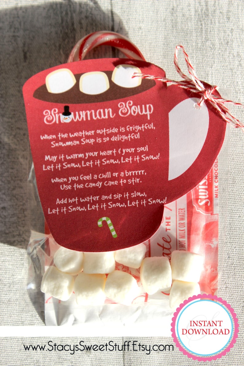 Charming Old Favorite Snowman Soup Recipe & Poem - Fancy Gift Wrap