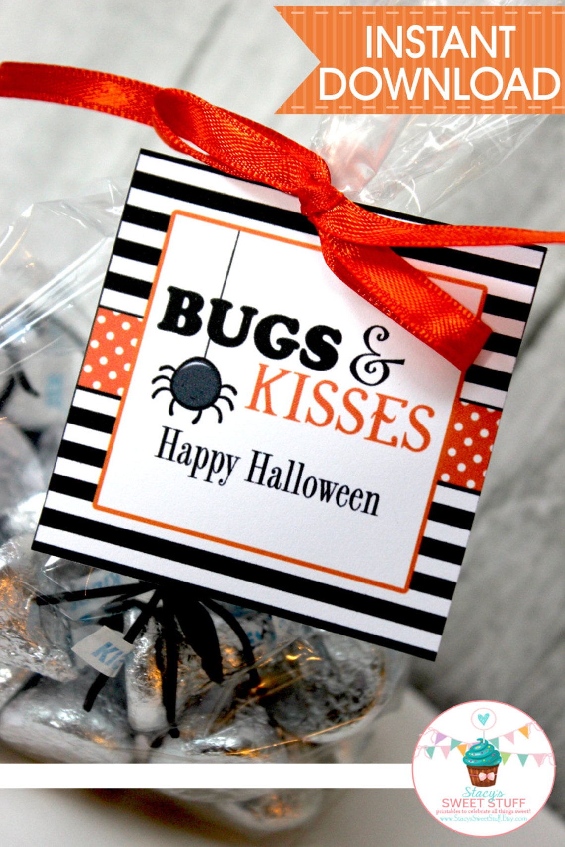 Bugs and Kisses Halloween Tag Halloween Tags Printable Tags | Etsy