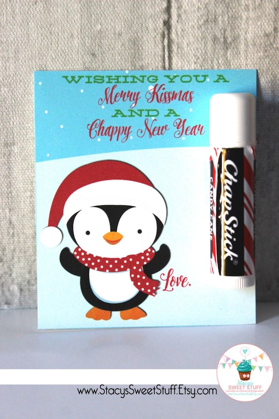 Chapstick Christmas Card, Penguin Christmas, Printable Christmas Card ...