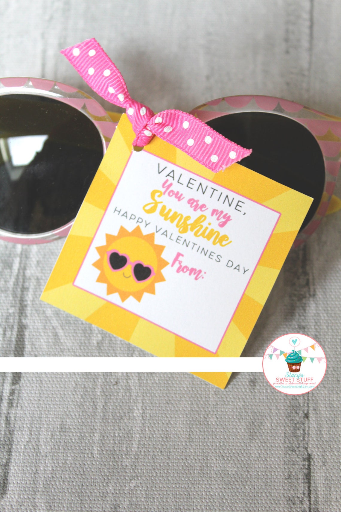 Sun Valentine Sunglasses Valentine Sun Tag Printable - Etsy