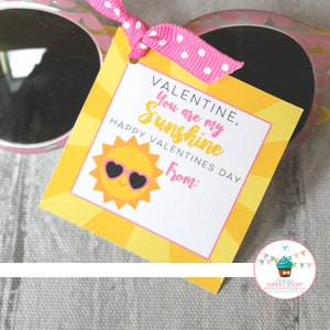Sun Valentine Sunglasses Valentine Sun Tag Printable - Etsy
