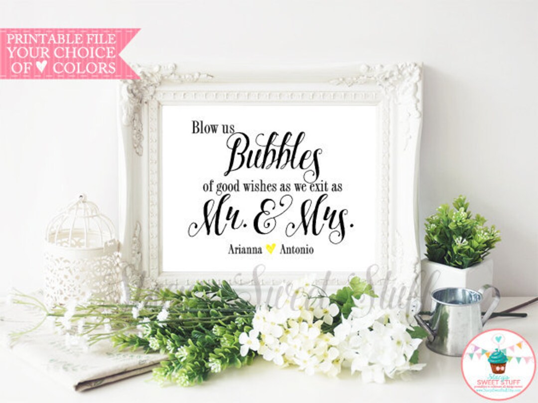 Bubble Sign, Wedding Bubble Sign, Wedding Sign, Printable Wedding Sign ...