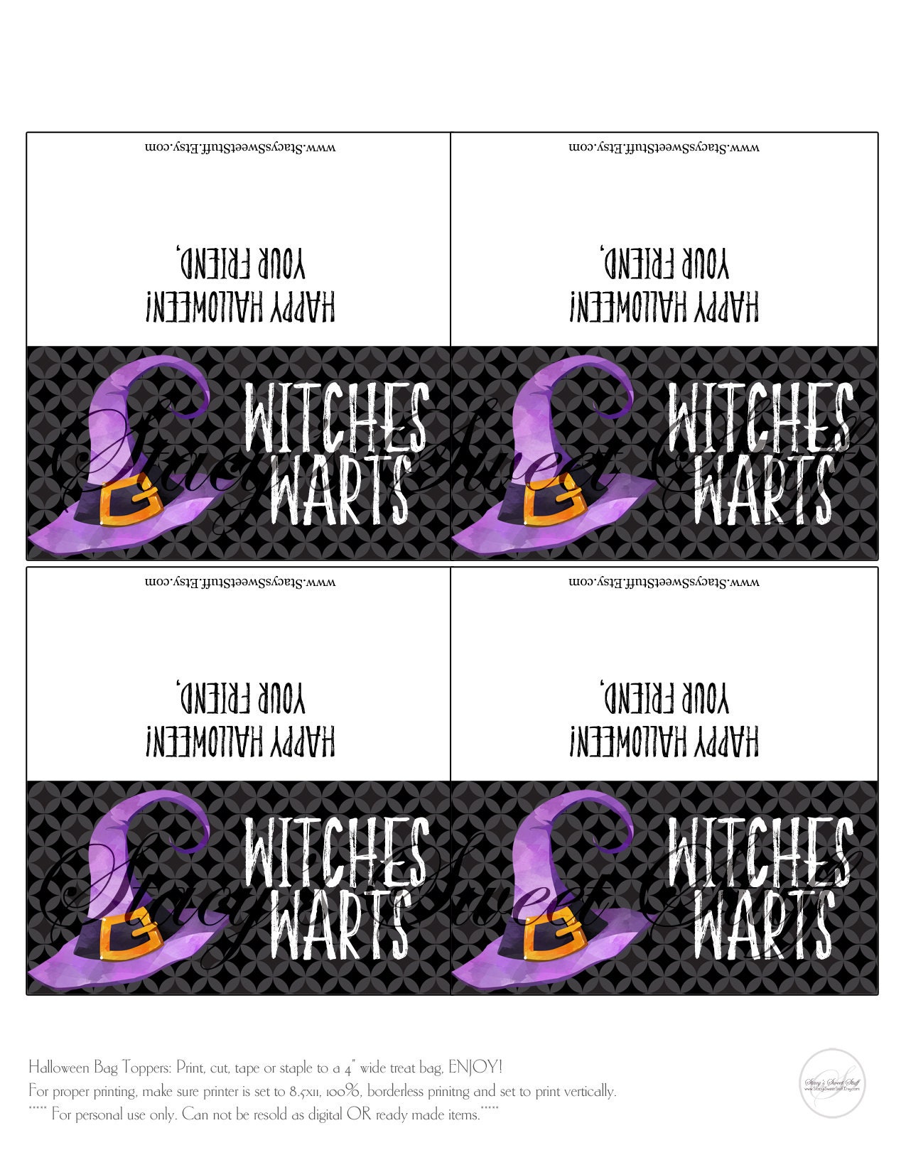 Halloween Bag Topper Witches Warts School Halloween Treat - Etsy Canada