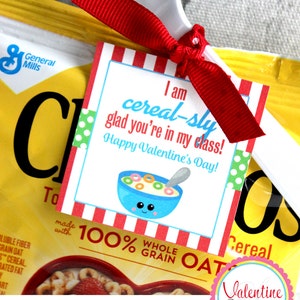 Cereal Valentine, Cereal-sly Valentine, Cereal Tag, Printable Valentine ...