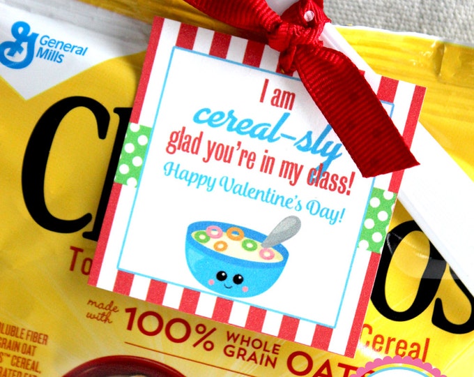 Mini Cereal Box Kids Valentines Printable, Label to Wrap Around Mini ...