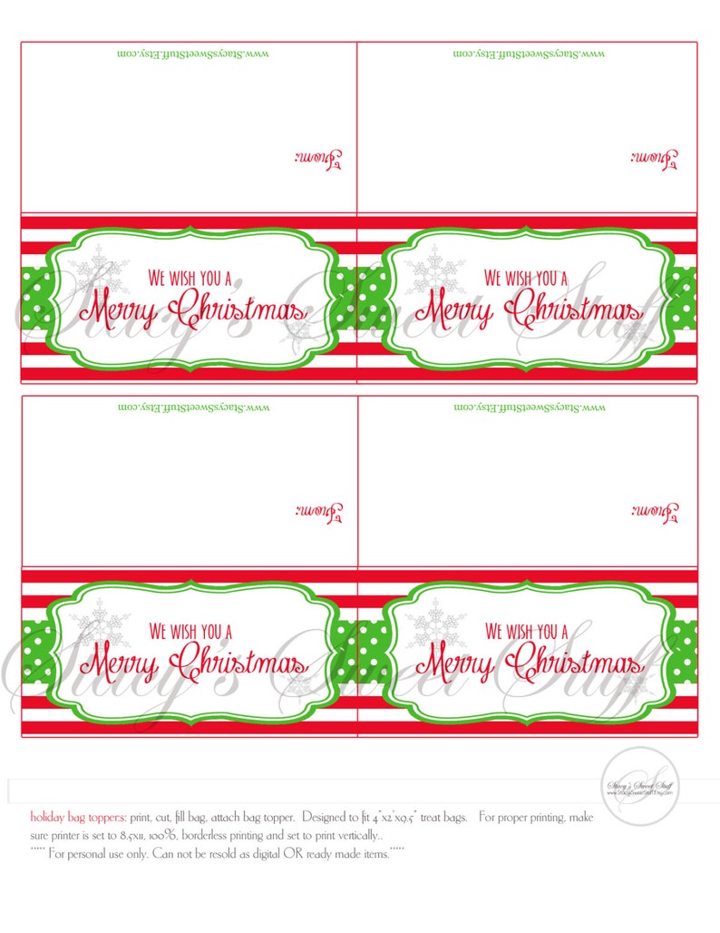 Christmas Bag Topper Merry Christmas Bag Topper Printable | Etsy