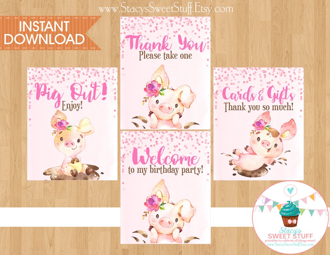 Pig Birthday Printable Party Signs, PIG1 - Etsy