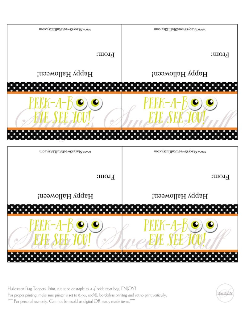 Halloween Treat Bag Topper, DIY, Printable, Instant Download - Etsy
