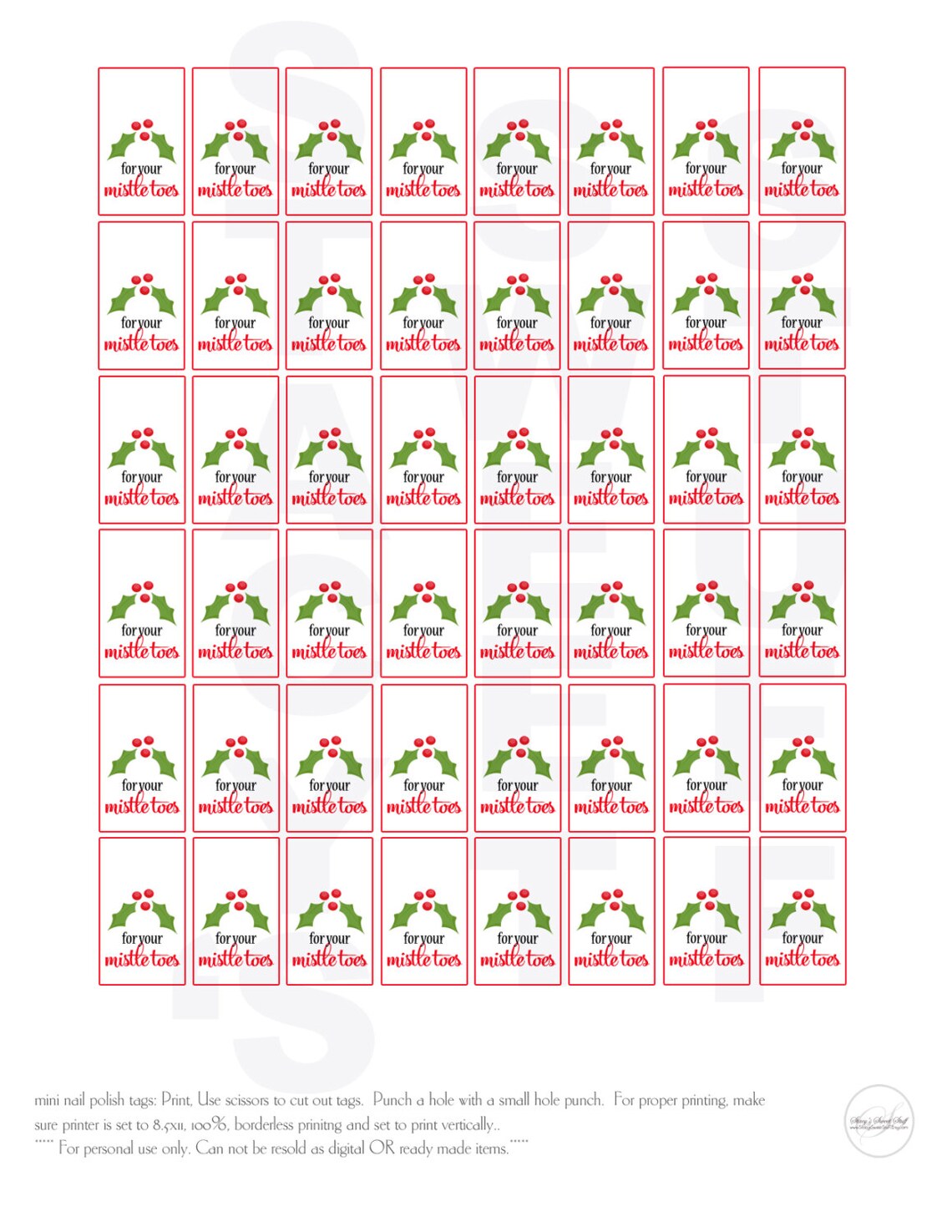 Mistle Toes Nail Polish Christmas Tag Mistle Toes Tag | Etsy