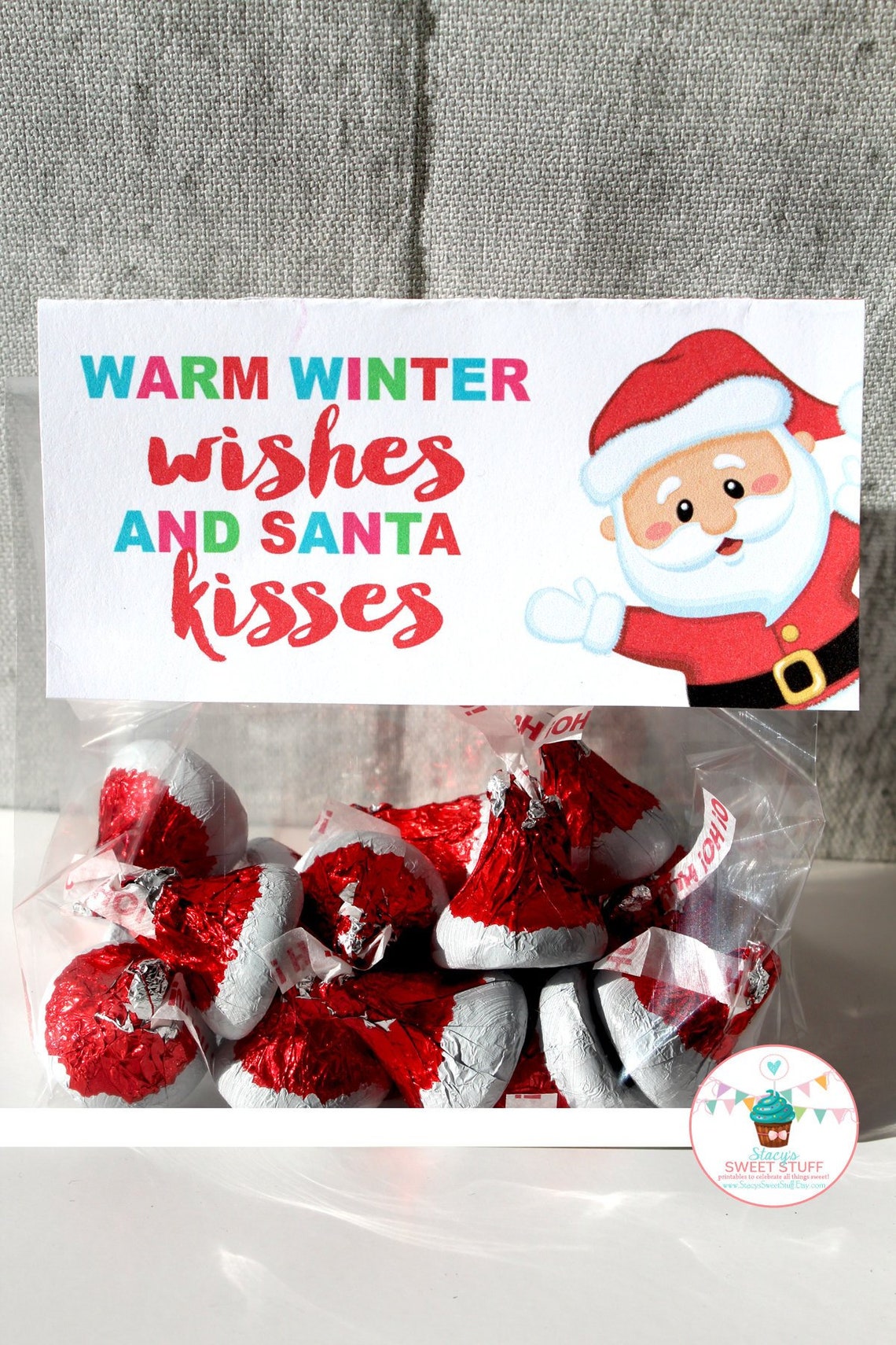 Santa Kisses Christmas Bag Topper Christmas Bag Topper - Etsy