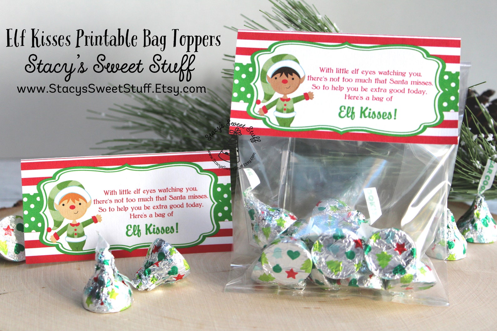 Elf Kisses Christmas Bag Topper Christmas Bag Topper - Etsy