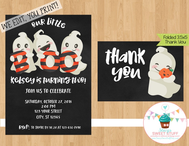 Ghost Birthday Invitation Ghost Birthday Invite Cute Ghost | Etsy