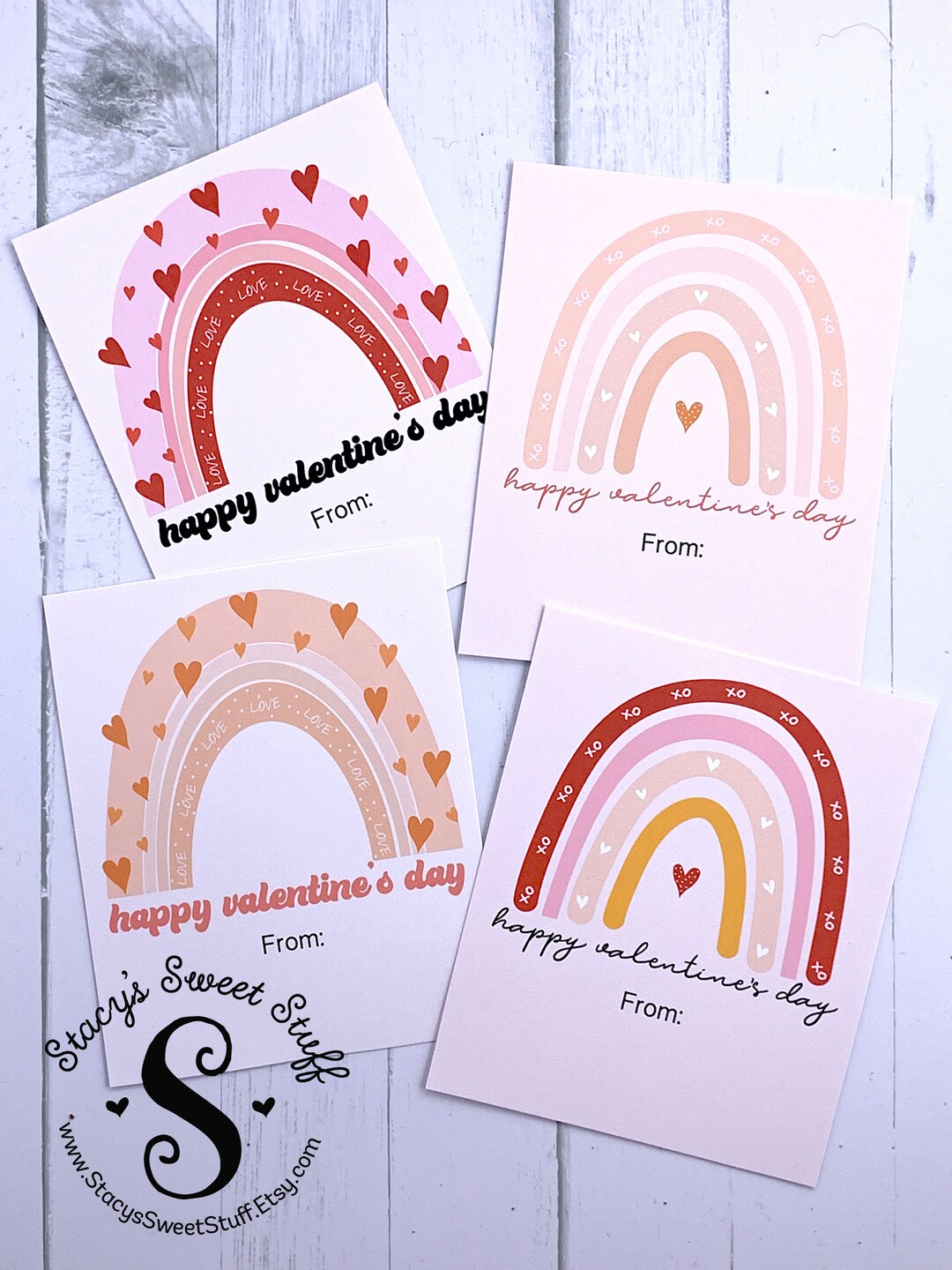 Rainbow Valentine, Printable Valentine, Valentine's Day Cards, INSTANT ...