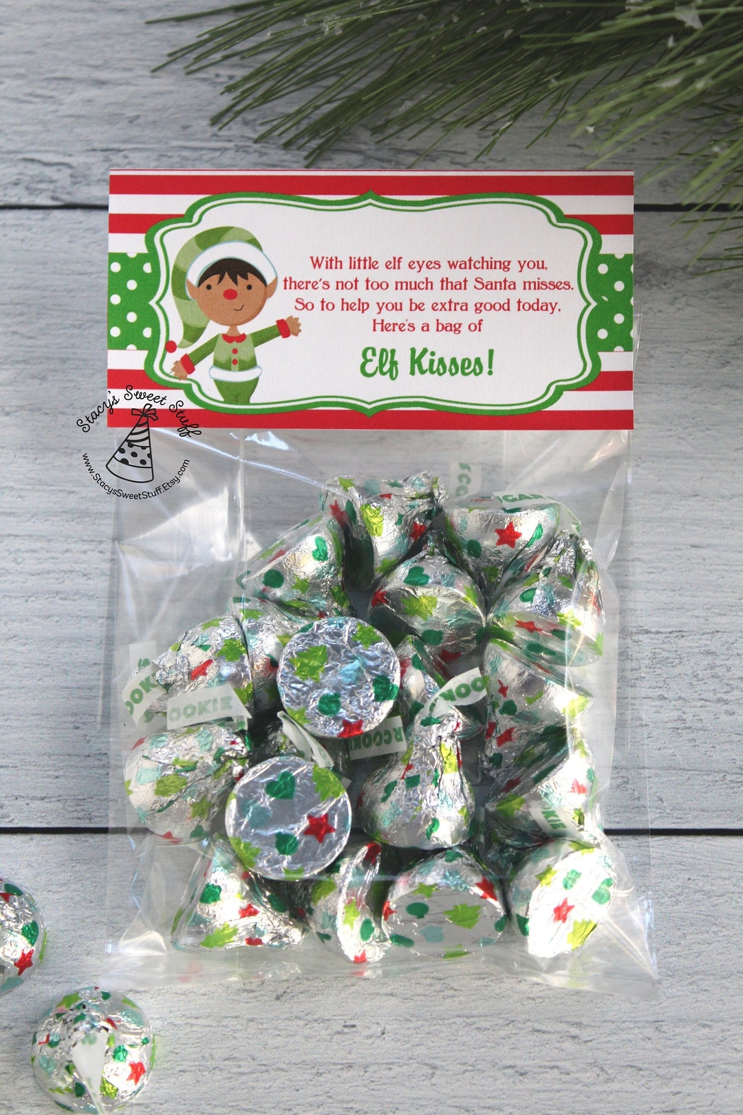 Elf Kisses Christmas Bag Topper Christmas Bag Topper, Printable Bag ...