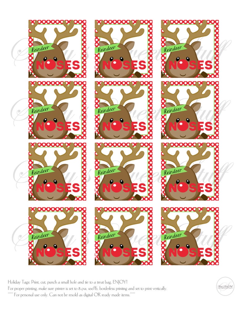 Reindeer Noses Tag Reindeer Noses Christmas Tag Christmas | Etsy