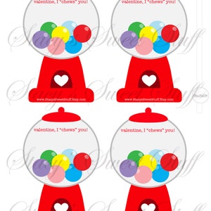 Gumball Machine Valentine, Gum Valentine, Bubblegum Valentine ...