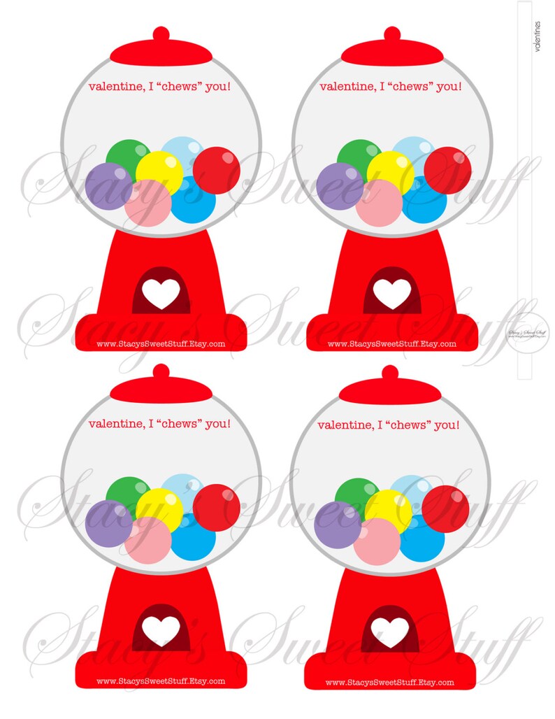 Gumball Machine Valentine Gum Valentine Bubblegum Valentine | Etsy