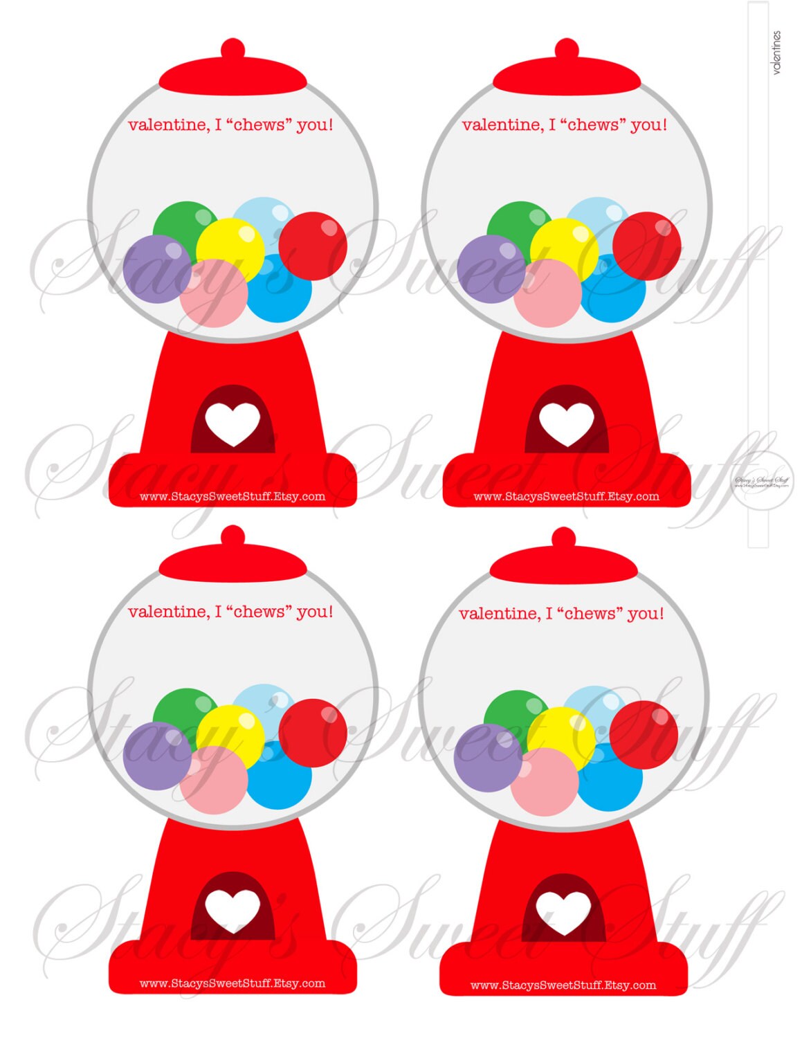 Gumball Machine Valentine, Gum Valentine, Bubblegum Valentine ...