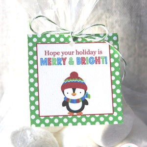 Penguin Christmas Tag Printable Holiday Tag Printable - Etsy
