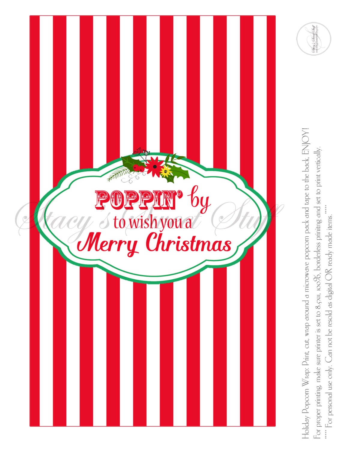 Christmas Microwave Popcorn Wrapper, Christmas Popcorn, Christmas ...